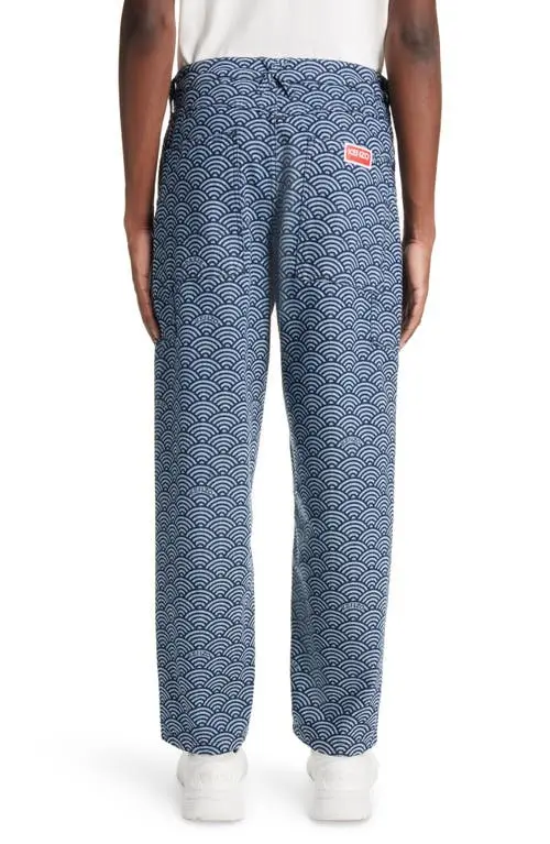 Kenzo Seigaiha Monkey Fit Cargo Jeans In Rinse Blue Denim - 70